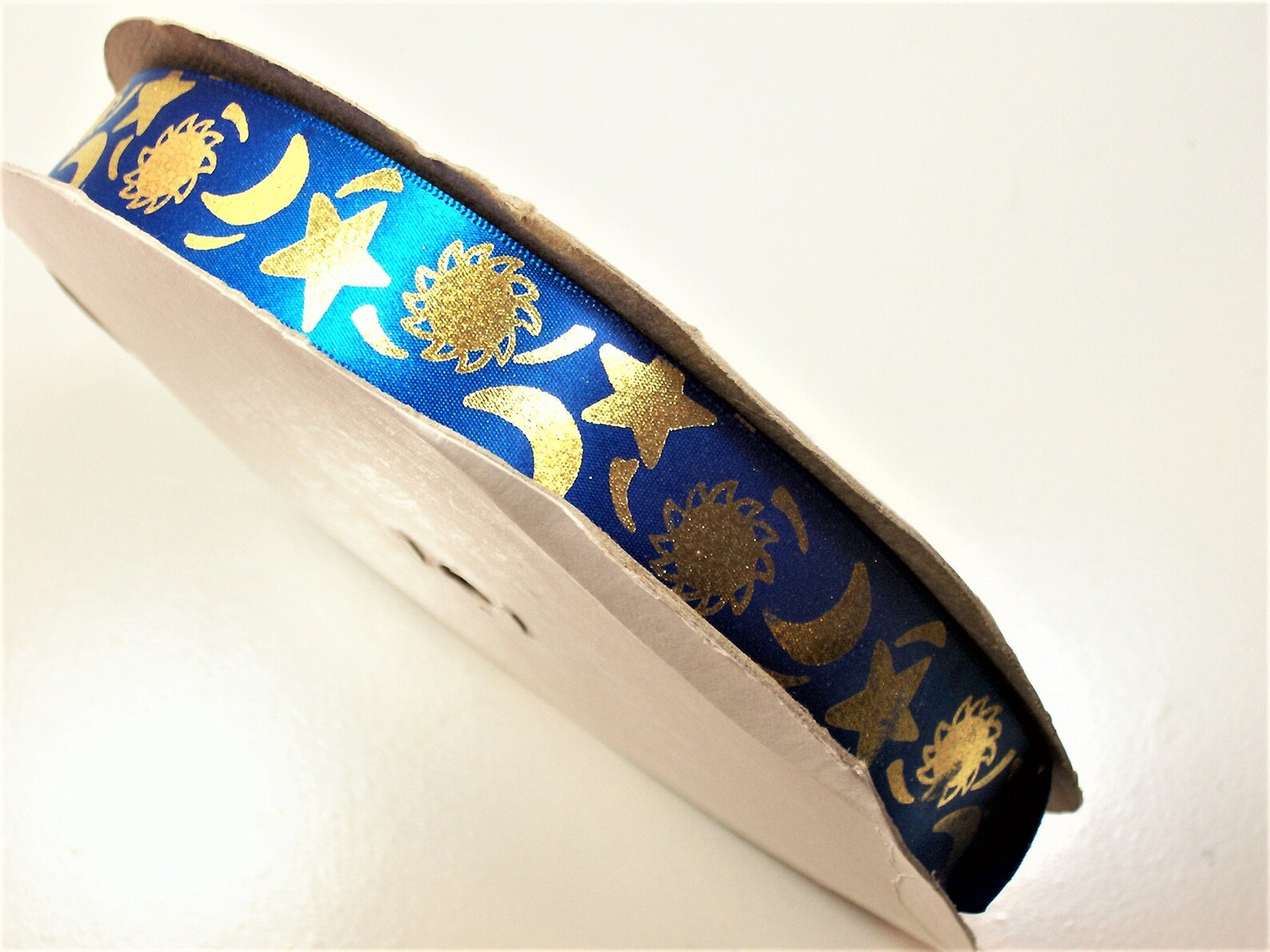 Blue Ribbon Single-faced Blue Jay With Metallic Gold Moons | Etsy