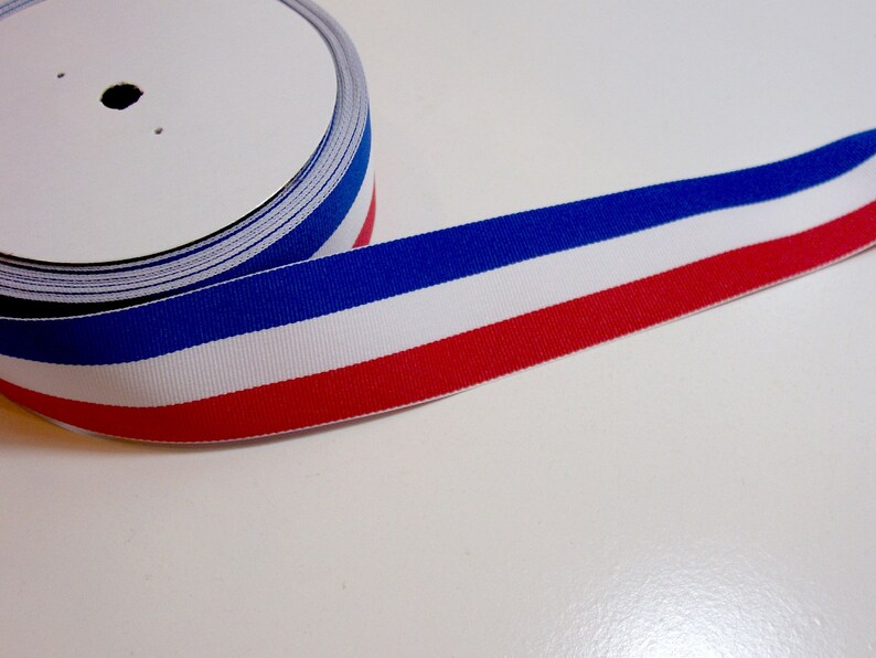 Patriotic Stripe Ribbon Red White Blue Grosgrain Ribbon 1 - Etsy