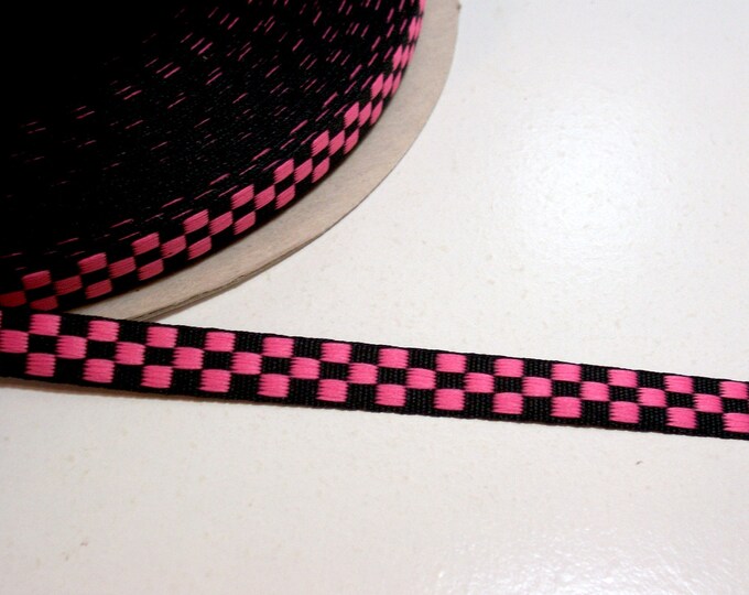 Checkerboard Ribbon, Black and Shocking Pink Checkered Ribbon 3/8 Inch ...