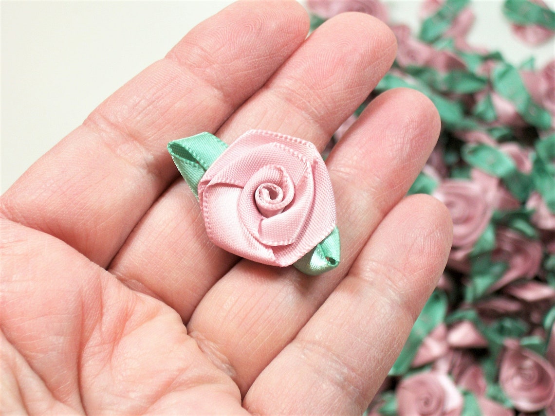 Pink Roses Pink Flower Appliques Offray Flat Ribbon Rose | Etsy