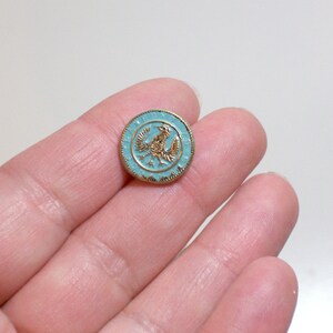 Green Buttons, Verdigris Goldtone Metal Buttons X 25 Pieces 5/8 Inch Diameter, Three Legged ...