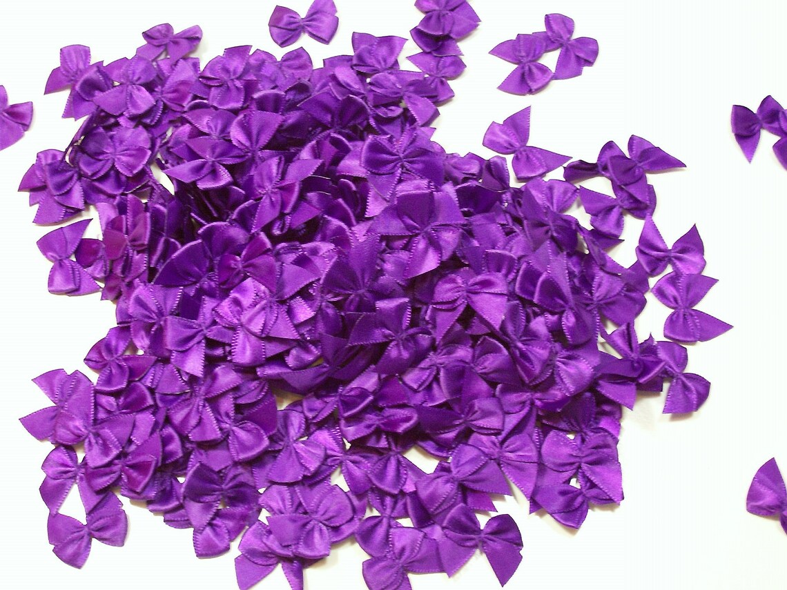 Purple Bows Purple Satin Bow Appliques Offray Purple Satin - Etsy