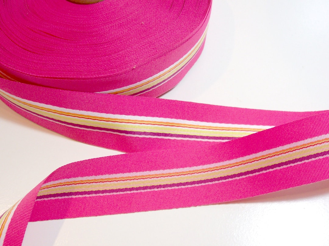 Pink Ribbon, Bright Pink Rainbow Stripe Grosgrain Ribbon 1 1/2 Inches ...