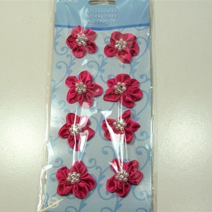 Pink Roses, Pink Flower Appliques, Offray Ribbon Rose Satin Flowers X 8 ...