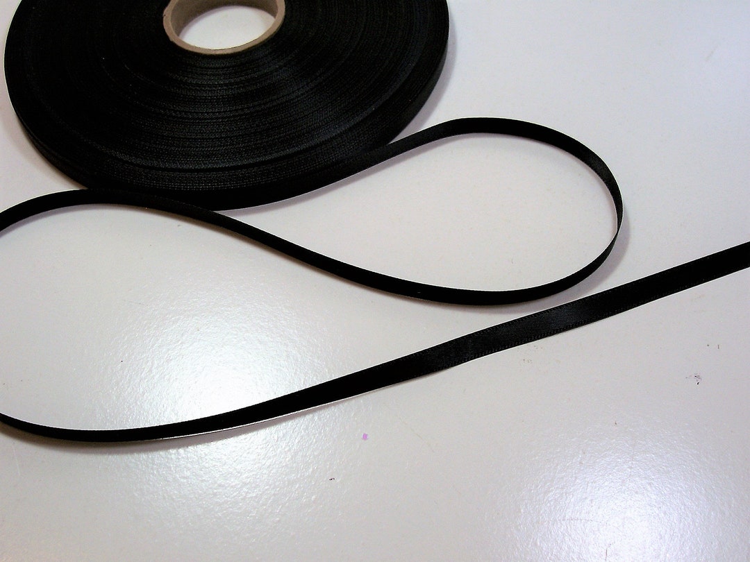 Black Ribbon, Double-faced Black Satin Ribbon 1/4 Inch Wide X 6 Yards ...