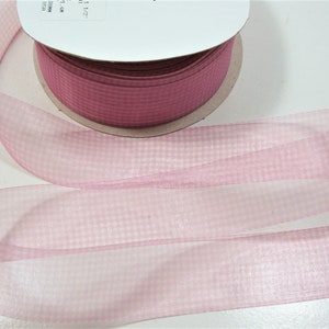 Sheer Pink Ribbon, Wild Pink Mini Gingham Organza Ribbon 1 1/2 Inches ...