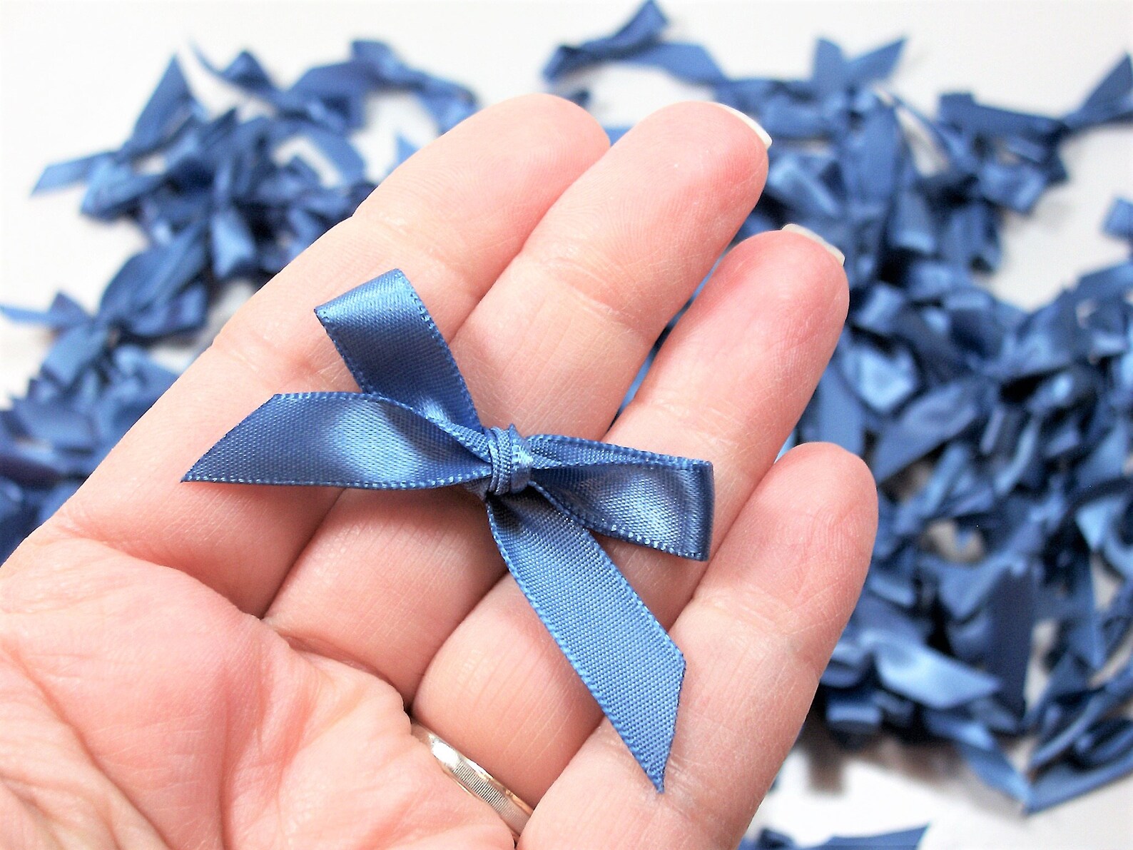 Blue Bows Blue Satin Bow Appliques Offray Antique Blue Satin - Etsy