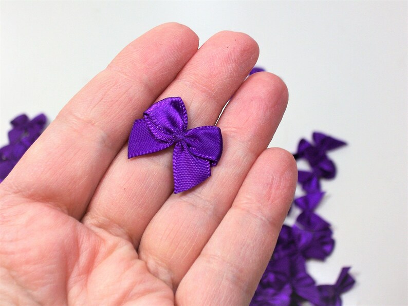 Purple Bows Purple Satin Bow Appliques Offray Purple Satin - Etsy