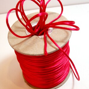 Red Cord, Red Rat Tail Satin Cord Sewing Trim 1/8 Inch X 14 Yards, 674 ...