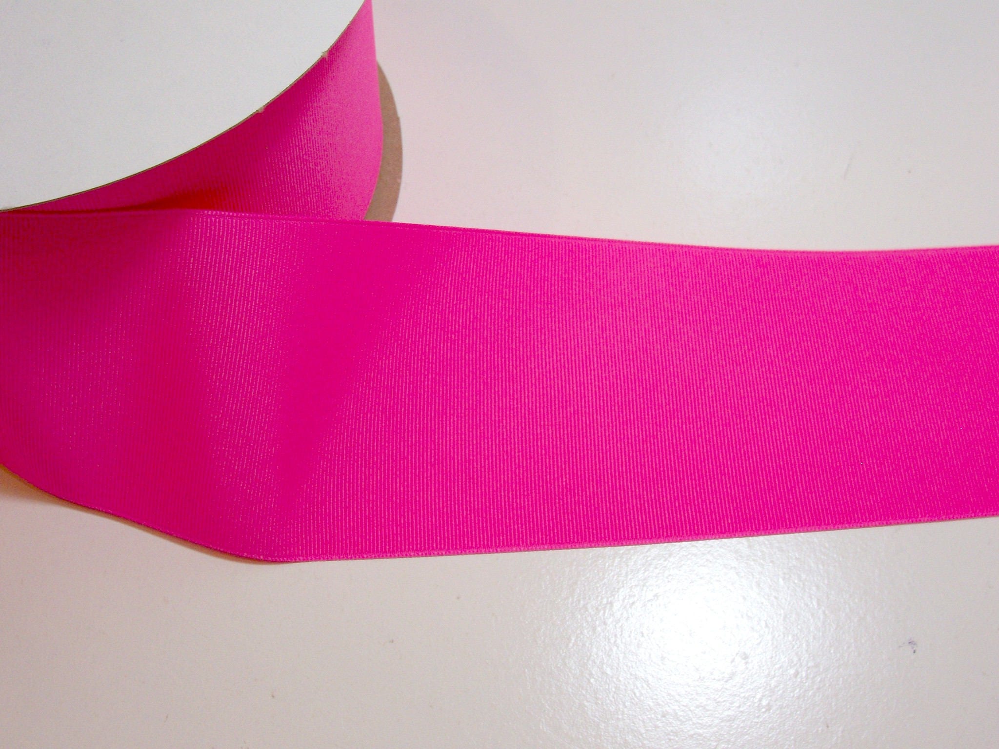 Wide Pink Ribbon Offray Bright Neon Pink Grosgrain Ribbon 3 | Etsy