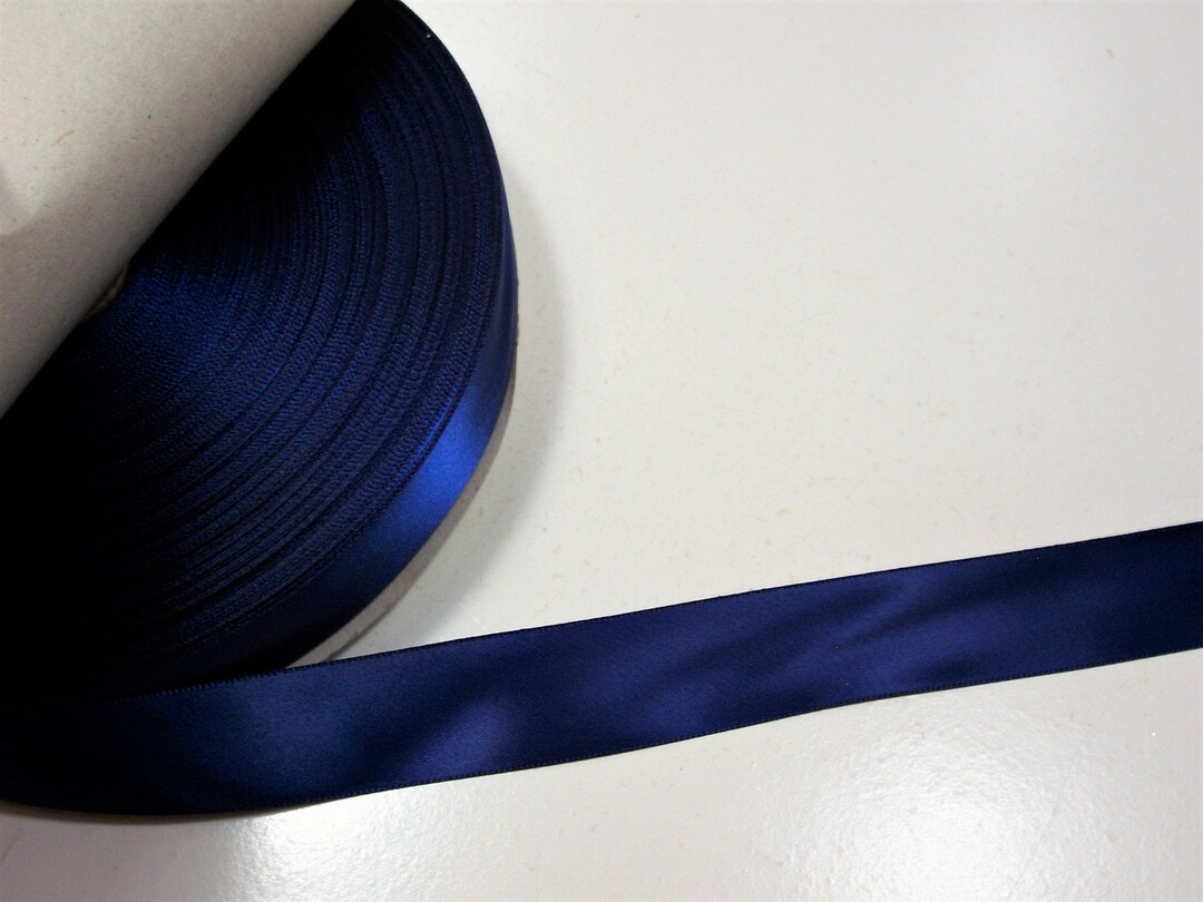 Navy Blue Ribbon, Single-face Light Navy Blue Satin Ribbon 7/8 Inch X ...