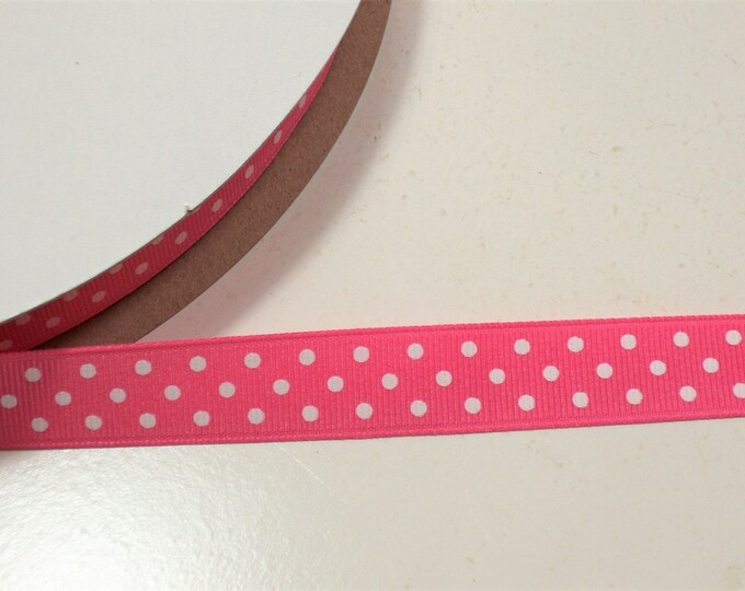 Hot Pink Ribbon, Hot Pink and White Confetti Dot Grosgrain Ribbon 5/8 ...
