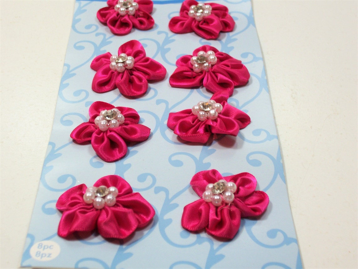 Pink Roses Pink Flower Appliques Offray Ribbon Rose Satin | Etsy