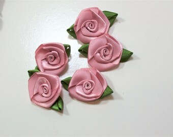 Pink Roses Pink Flower Appliques Offray Flat Ribbon Rose | Etsy