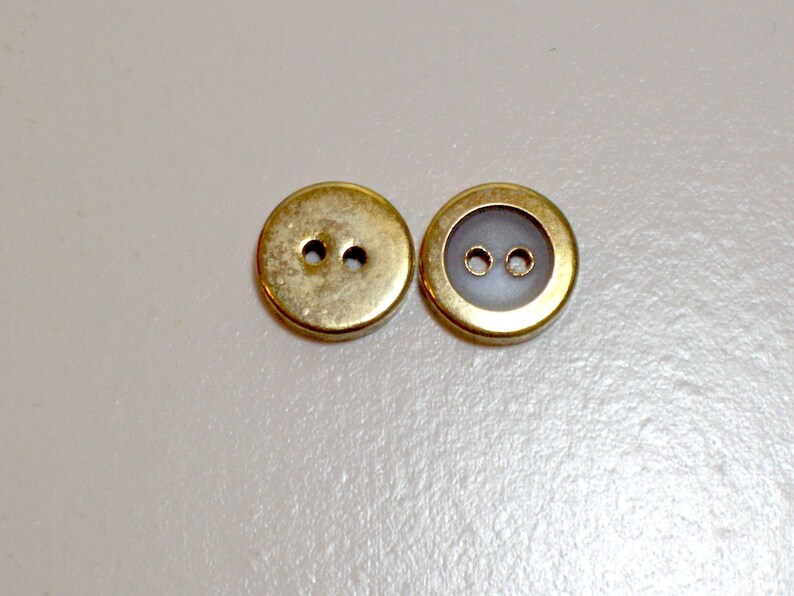 Gold Buttons Goldtone and Gray Metal Edged Plastic Buttons - Etsy