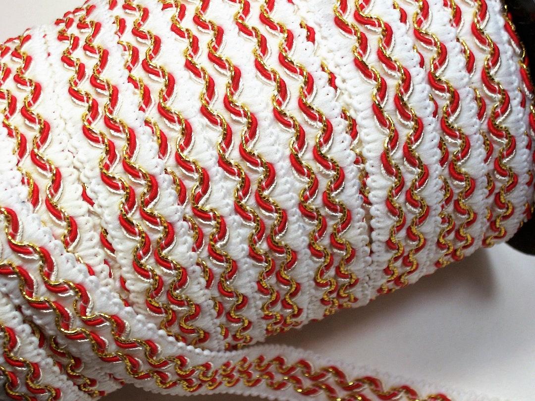 White and Red Gimp Trim, White and Red Gimp Sewing Trim 7/8 Inch Wide X ...