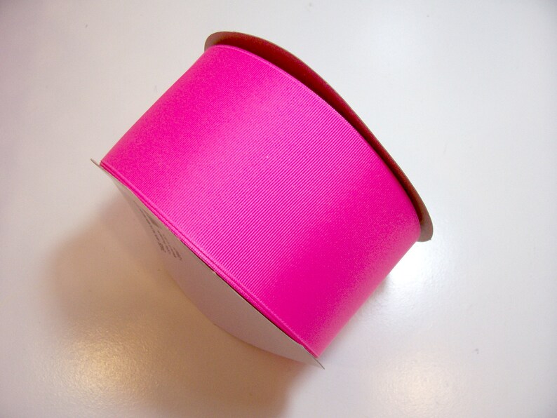 Wide Pink Ribbon Offray Bright Neon Pink Grosgrain Ribbon 3 | Etsy