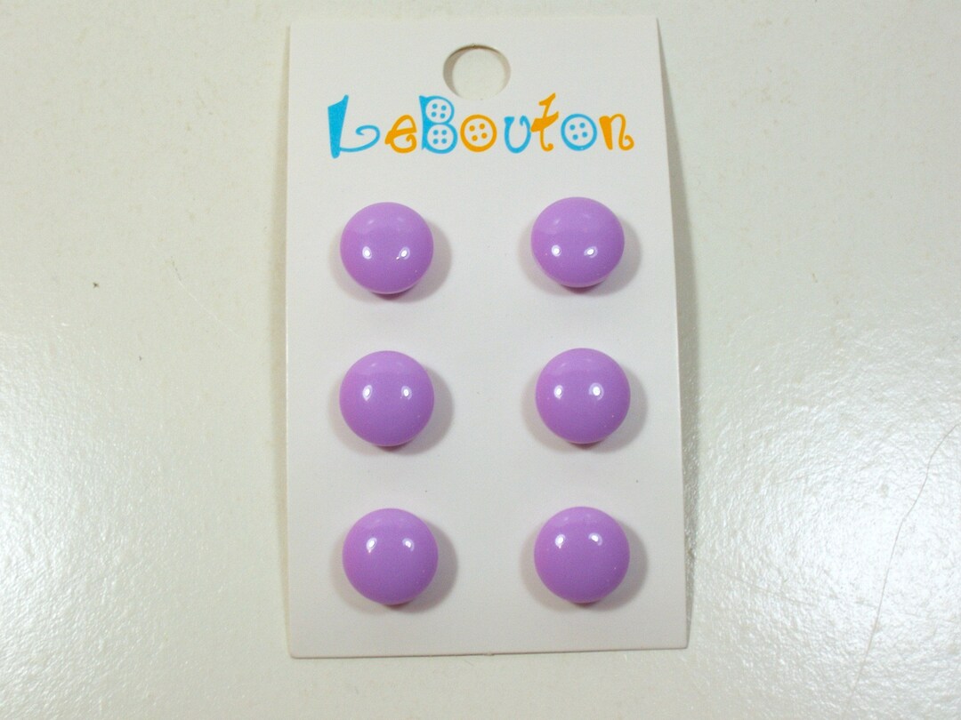 Round Lavender Purple Button X 6 Pieces, Le Bouton Button, 7/16 Inch ...