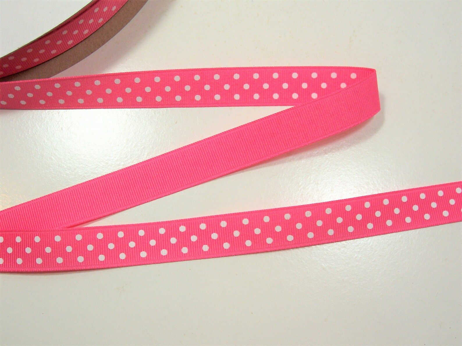Hot Pink Ribbon Hot Pink and White Confetti Dot Grosgrain | Etsy