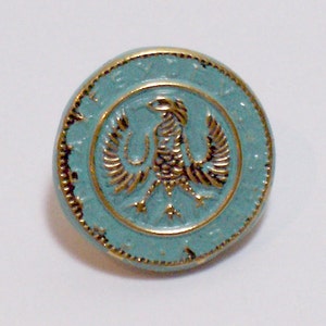 Green Buttons, Verdigris Goldtone Metal Buttons X 25 Pieces 5/8 Inch Diameter, Three Legged ...