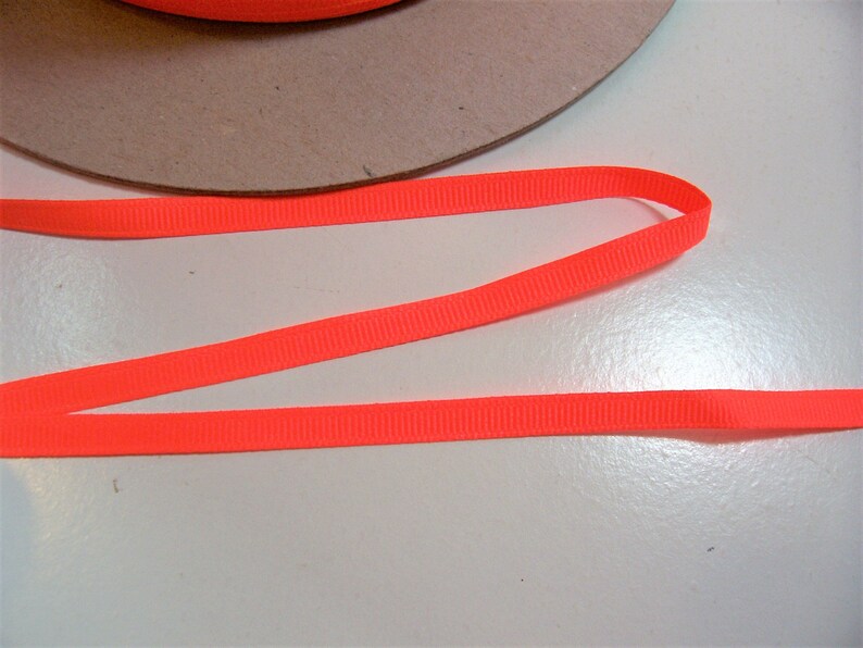 Neon Orange Ribbon Fluorescent Orange Grosgrain Ribbon 1/4 | Etsy