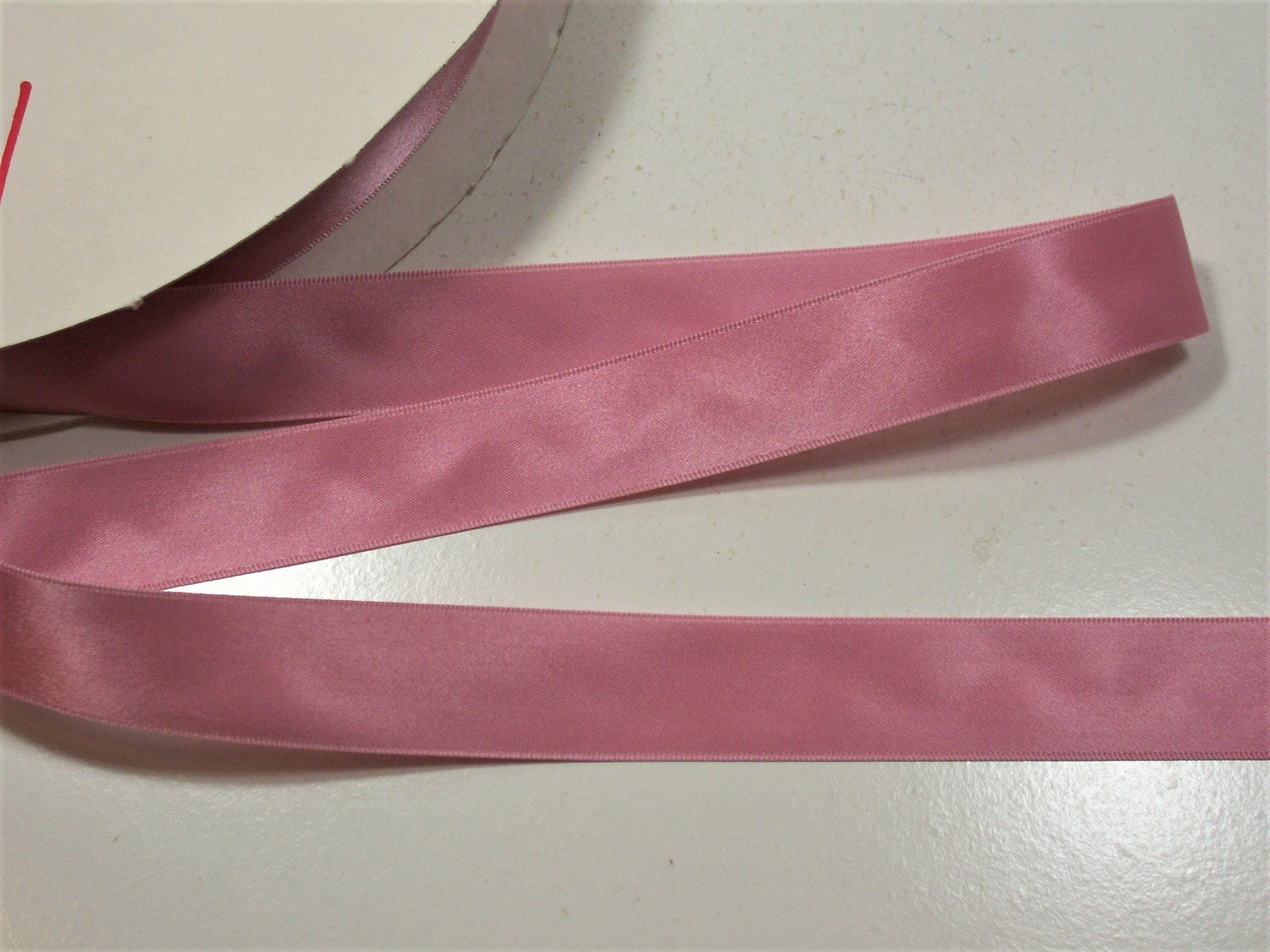 Pink Ribbon Mauve Pink Double-Faced Satin Ribbon 7/8 inch | Etsy