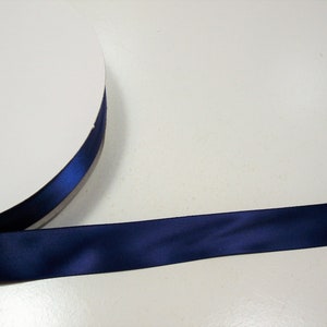 Navy Blue Ribbon, Single-face Light Navy Blue Satin Ribbon 7/8 Inch X ...