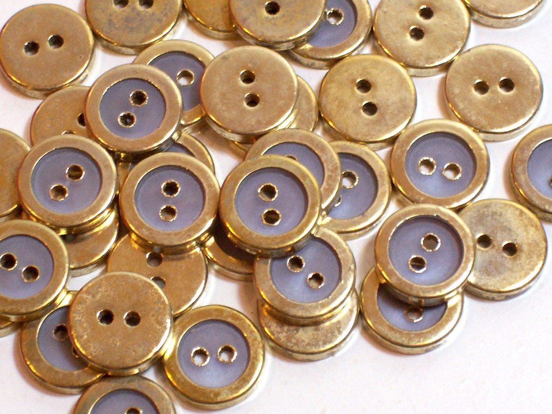 Gold Buttons, Goldtone and Gray Metal Edged Plastic Buttons 1/2 Inch(13 ...