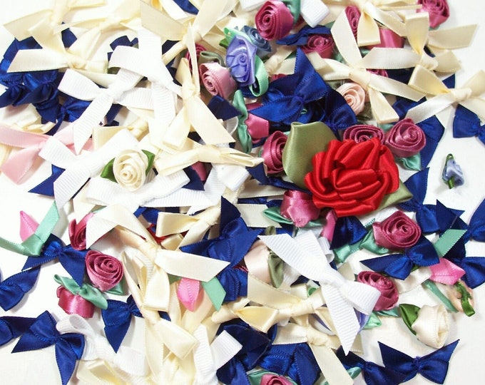 Pink Roses, Pale Pink Flower Appliques, Offray Flat Ribbon Rose Satin ...