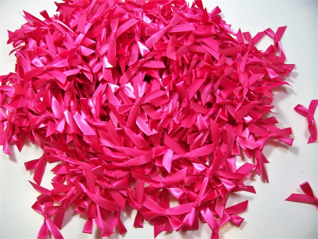 Pink Bows, Hot Pink Satin Bow Appliques, Offray Shock Pink Satin Bows X ...