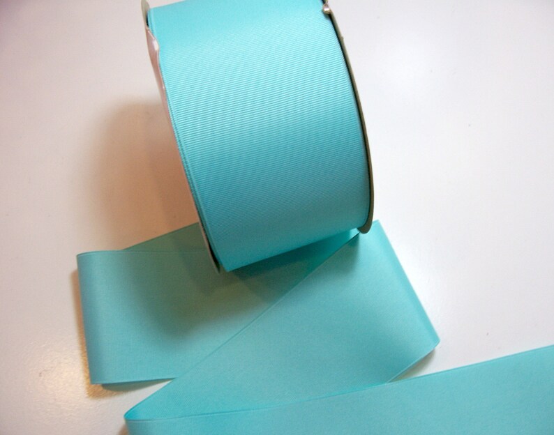 Wide Blue Ribbon Offray Aquamarine Blue Grosgrain Ribbon 3 - Etsy