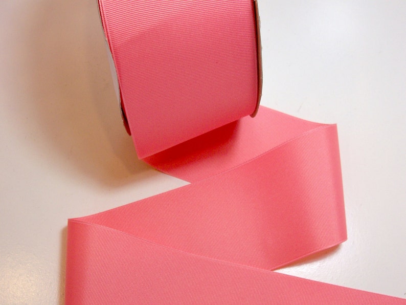 Wide Coral Ribbon Offray Dark Coral Grosgrain Ribbon 3 inches | Etsy