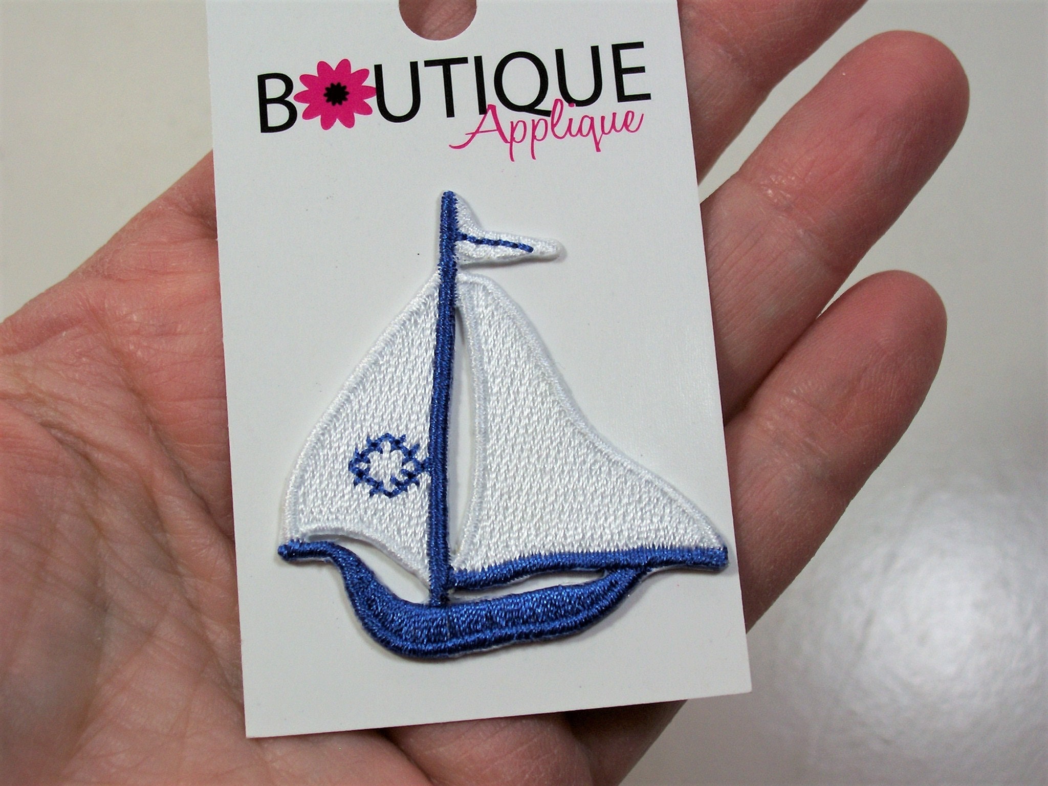 Sailboat Patch Blue and White Sailboat Embroidered Iron on | Etsy