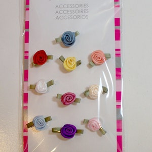 Multi-color Rose Flower Appliques, Offray Small Ribbon Rose Satin ...