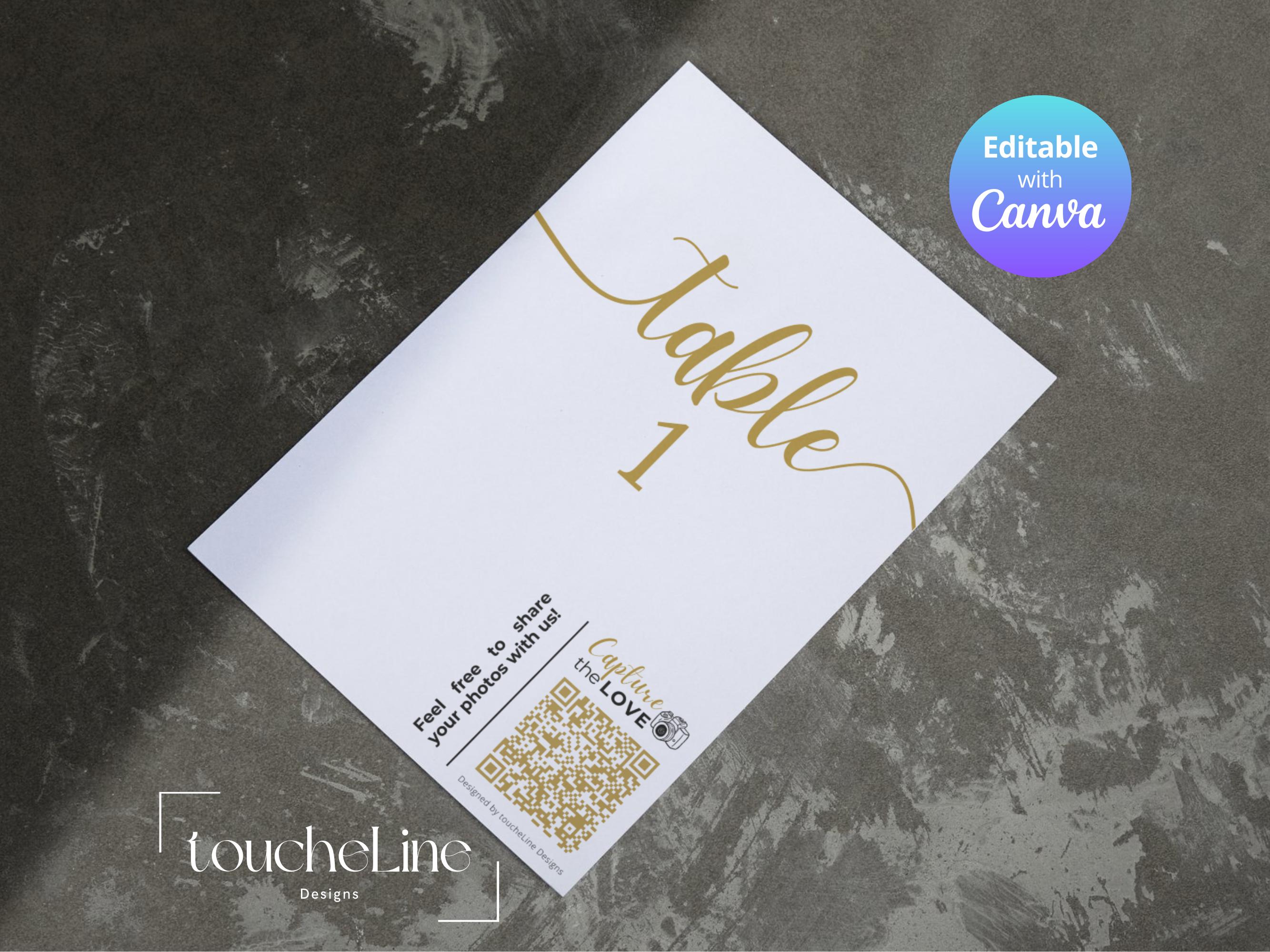 Modern Gold Table Number Wedding Sign With Upload Your Photos / Share ...