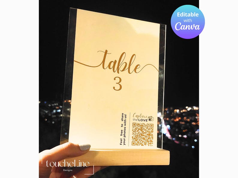 Modern Gold Table Number Wedding Sign With Upload Your Photos / Share ...