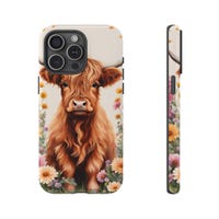 Highland Cow iPhone Case, Floral Cow Tough Phone Cases, Cow Lover Gift ...