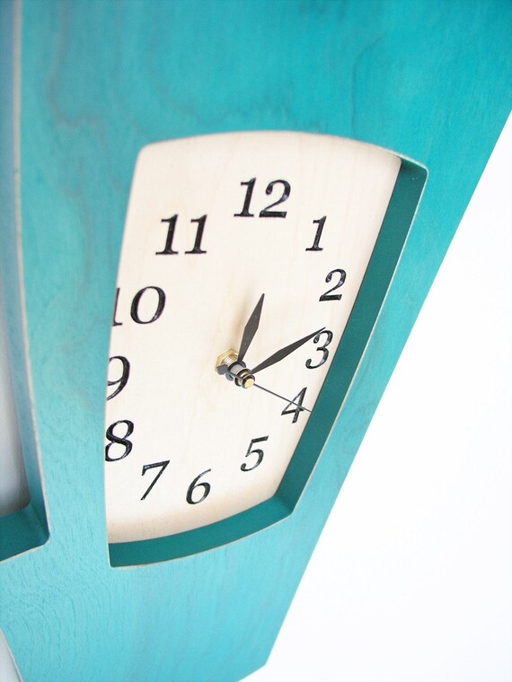 Items similar to The Simon Says wall clock - STAINED Turquoise on Etsy