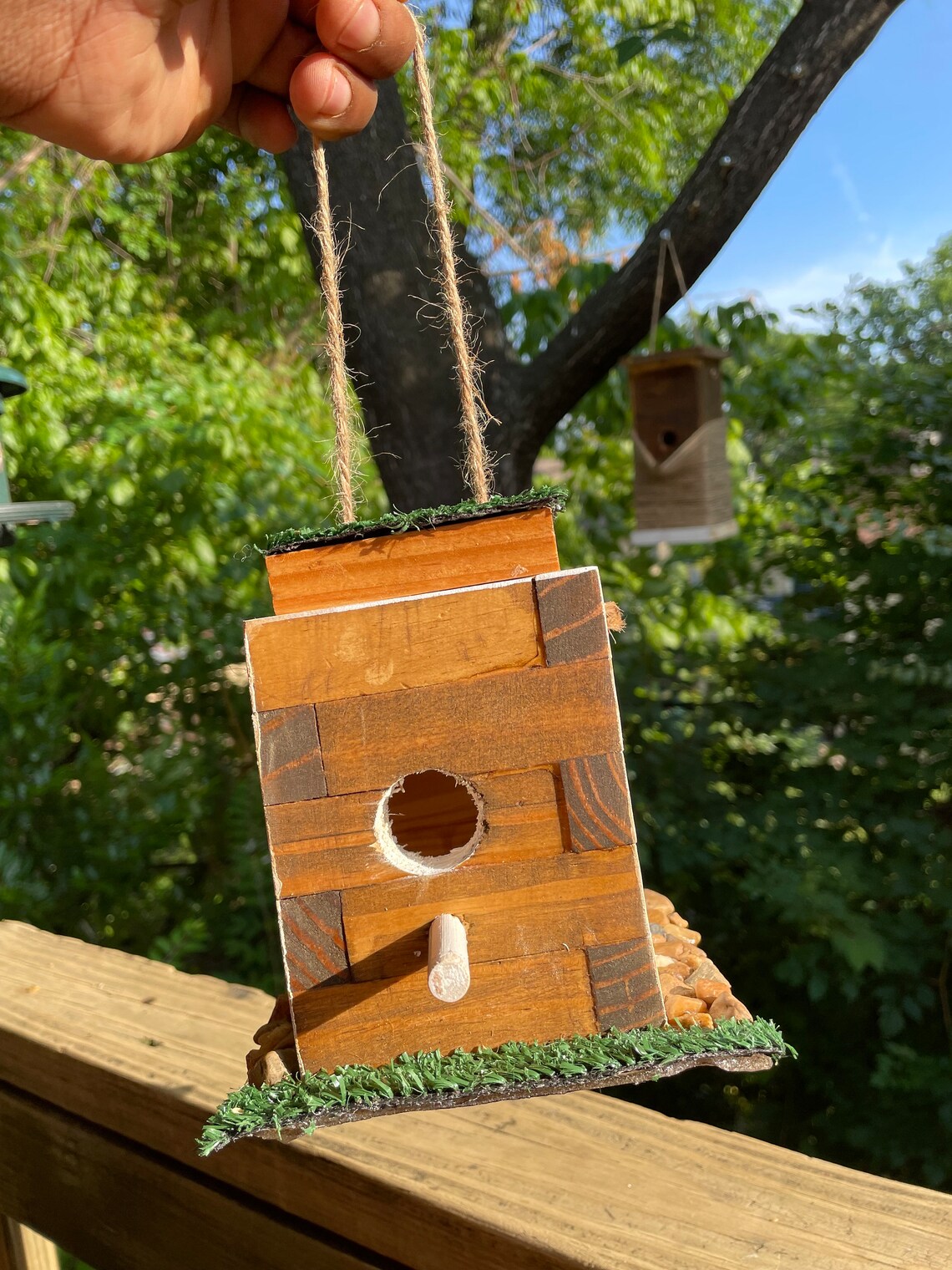 Jenga Block Birdhouse With Stone and Astroturf - Etsy