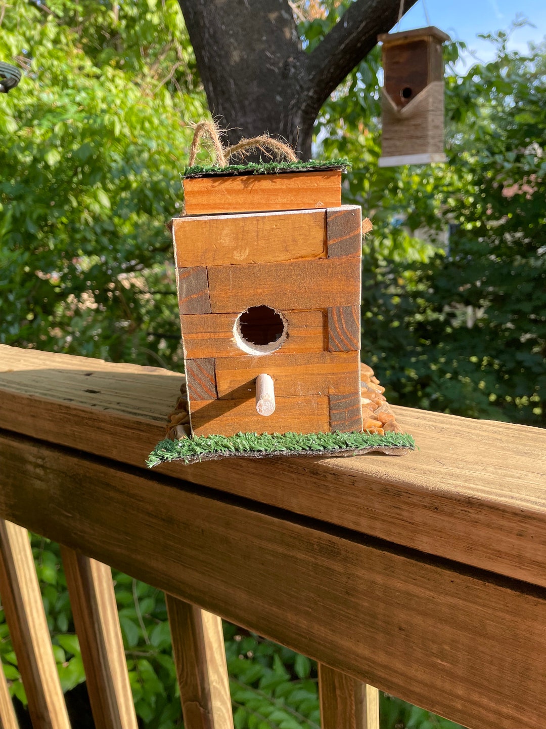 Jenga Block Birdhouse With Stone and Astroturf - Etsy