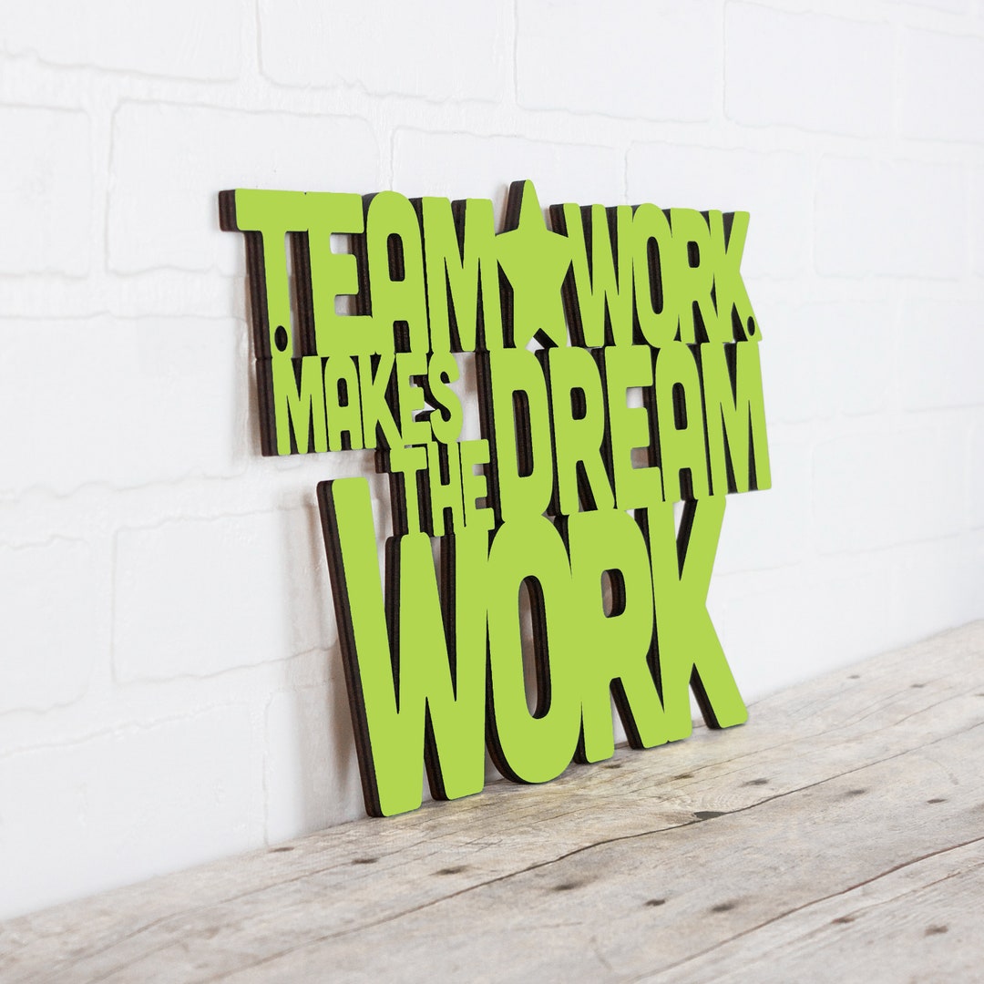 Teamwork Makes the Dream Work Laser Carved Wood Wall Art, Classroom ...