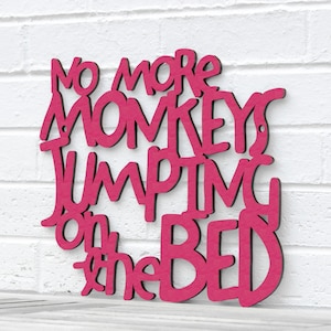 No More Monkeys Jumping on the Bed Carved Wood Wall Art, Kids Bedroom ...