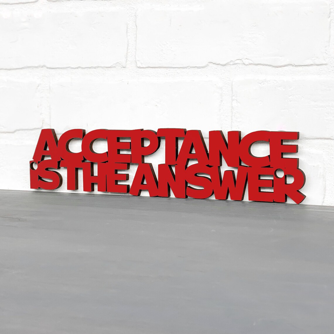 Acceptance Is the Answer Carved Wood Wall Art Inspirational | Etsy