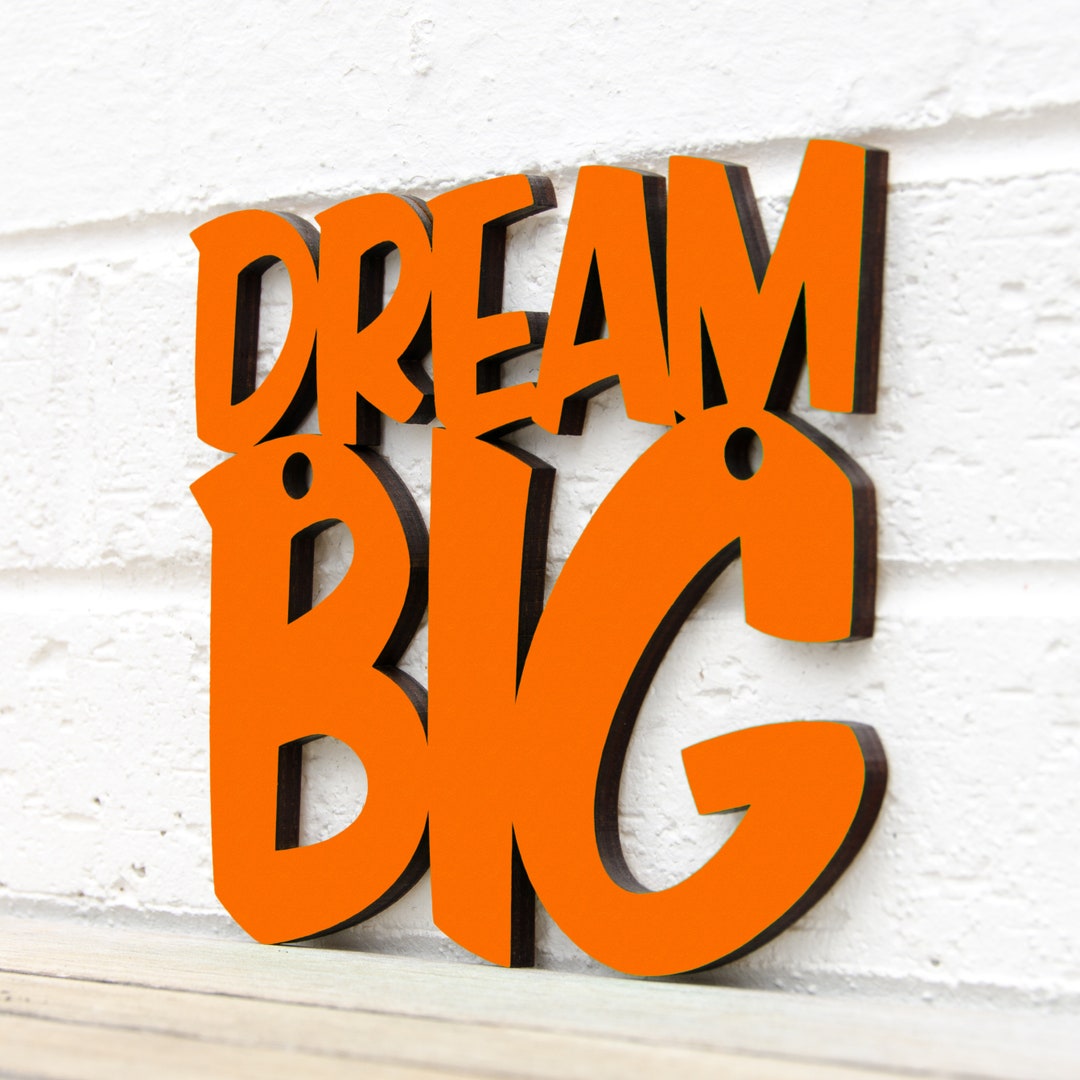 Dream Big Carved Wood Wall Art Sign, Positive Quotes Mindfulness Gift ...