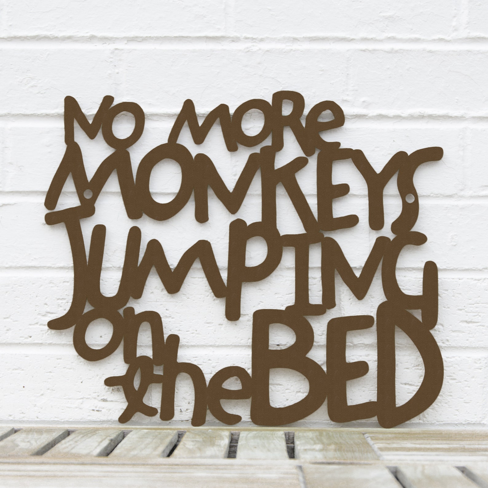 No More Monkeys Jumping on the Bed Carved Wood Wall Art Kids | Etsy