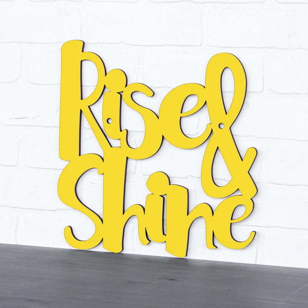 Rise & Shine Laser Carved Wood Wall Art, Motivational Kitchen Coffee ...
