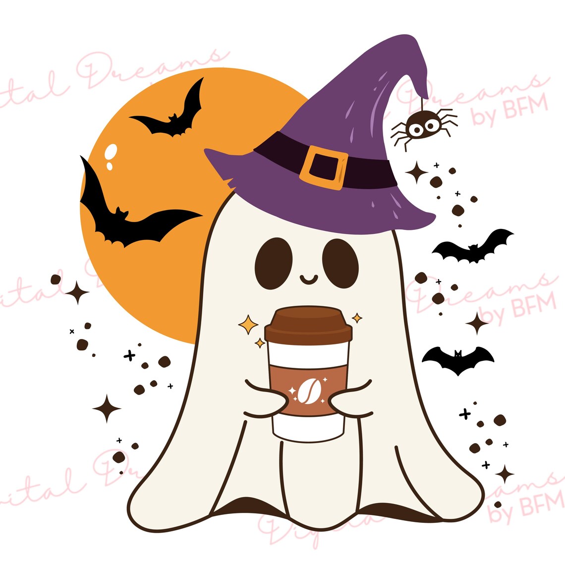 Cute Witch Coffee Ghost PNG Halloween Ghost Fall Autumn Png Trending ...