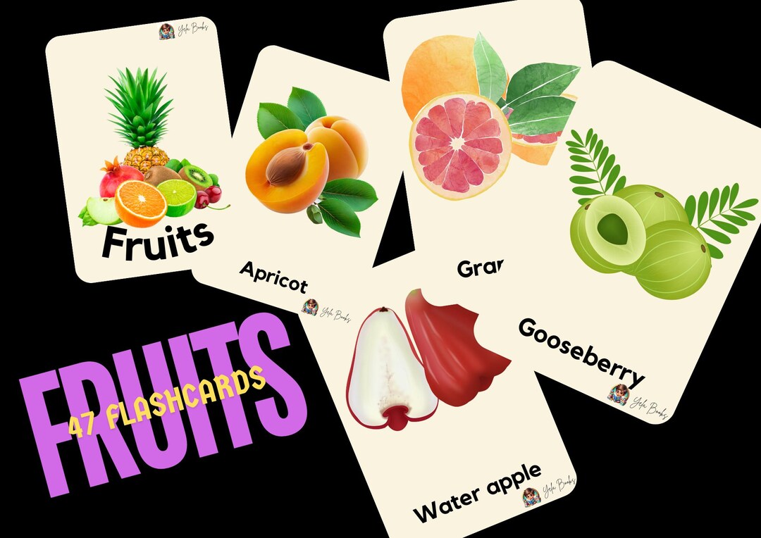 47 Colourful Fruits Flash Cards PDF (digital Product) - Etsy