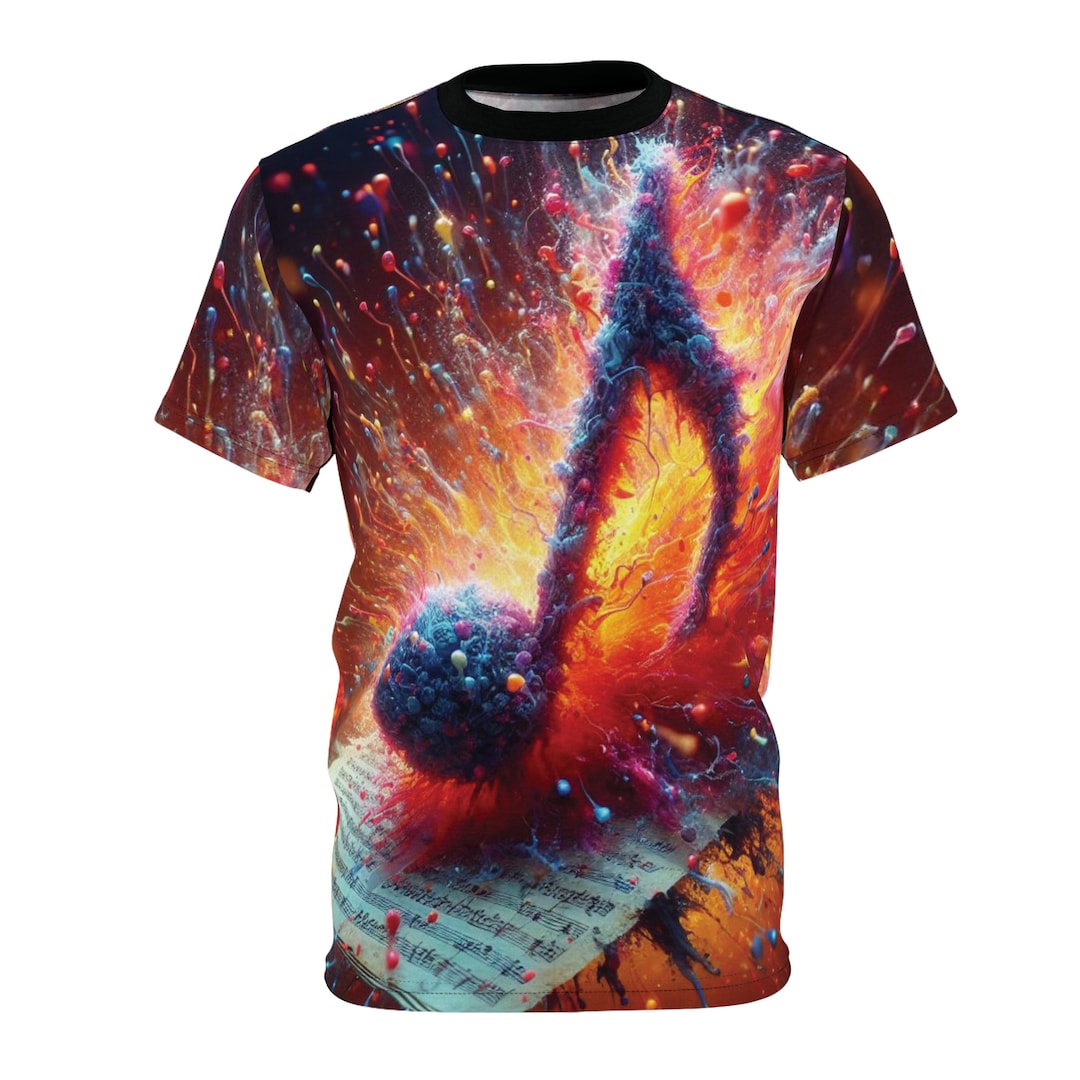 Psychedelic Music Note Graphic T-shirt: Vibrant and Colorful Design ...