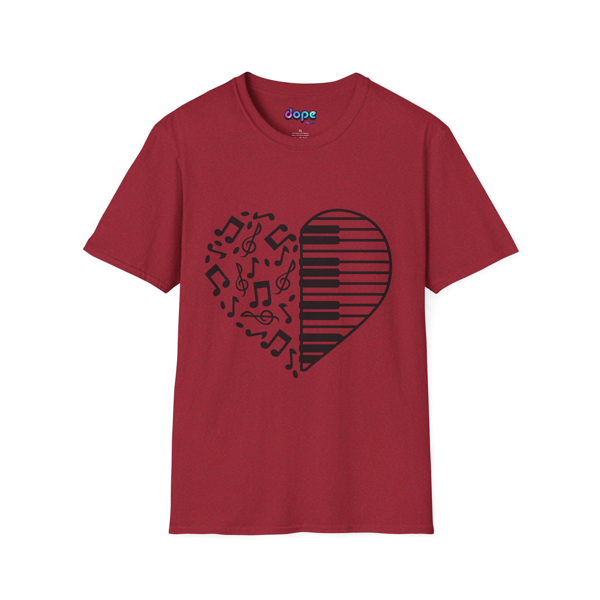 Heart Shaped Music Note Shirt I Streetwear I Piano Roll Art I Heart ...